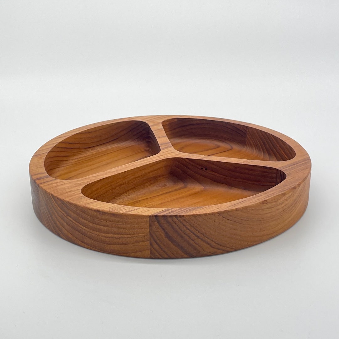 Vintage Dolphin Genuine Teakwood Divided Serving Bowl, Made in Thailand ...