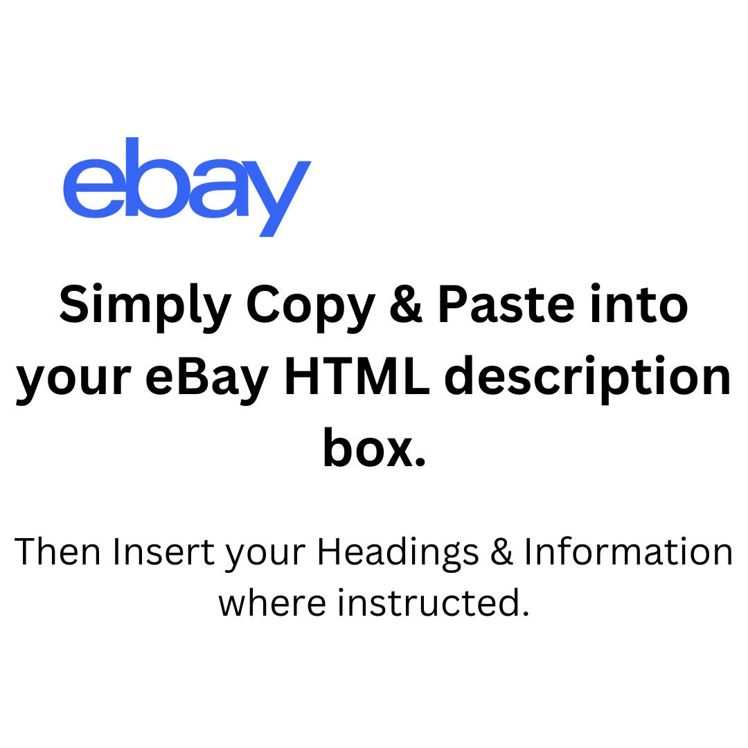 Ebay HTML Description Template Basic - Etsy