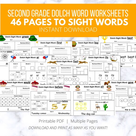 Second Words Worksheets 2nd Grade Sight Words Sight Words, Reading,