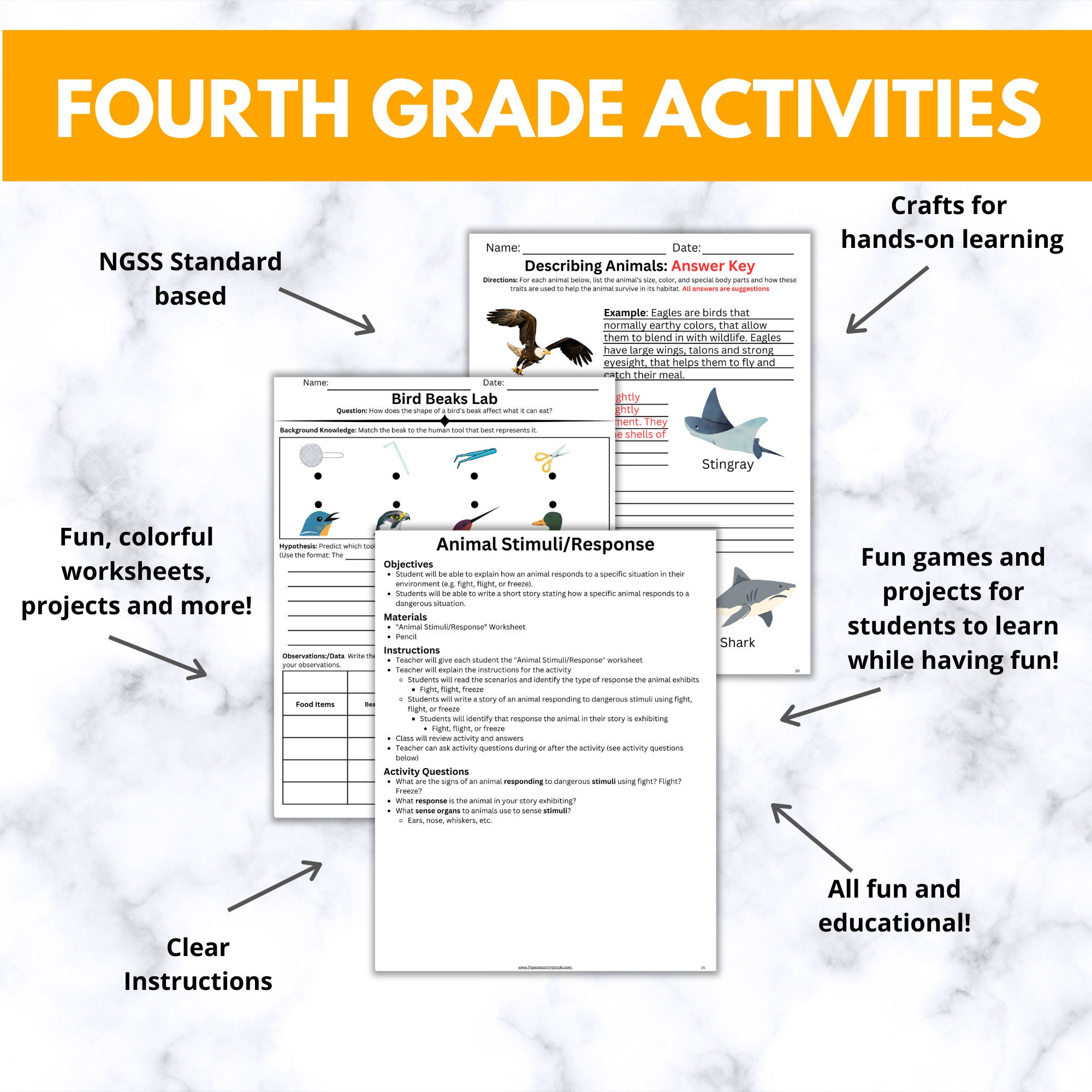 Fourth Grade Animal Needs Worksheets, Life Science, Interactive ...