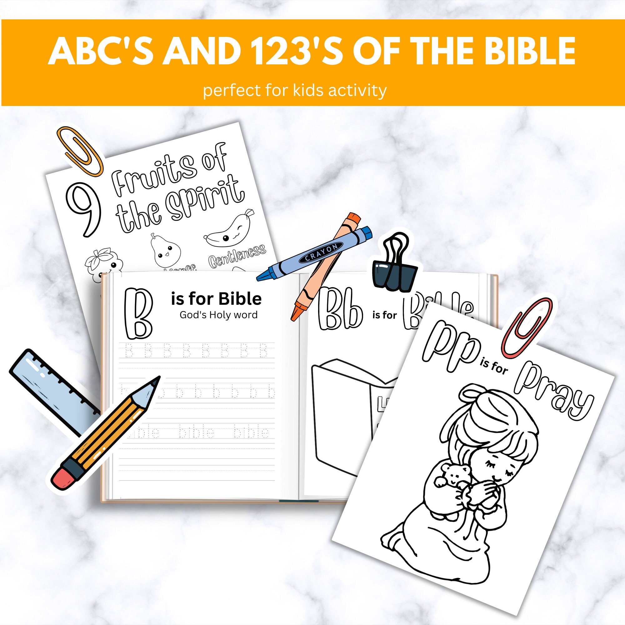 72 Abcs and 123s of the Bible Activity Sheets, Alphabet, Numbers ...