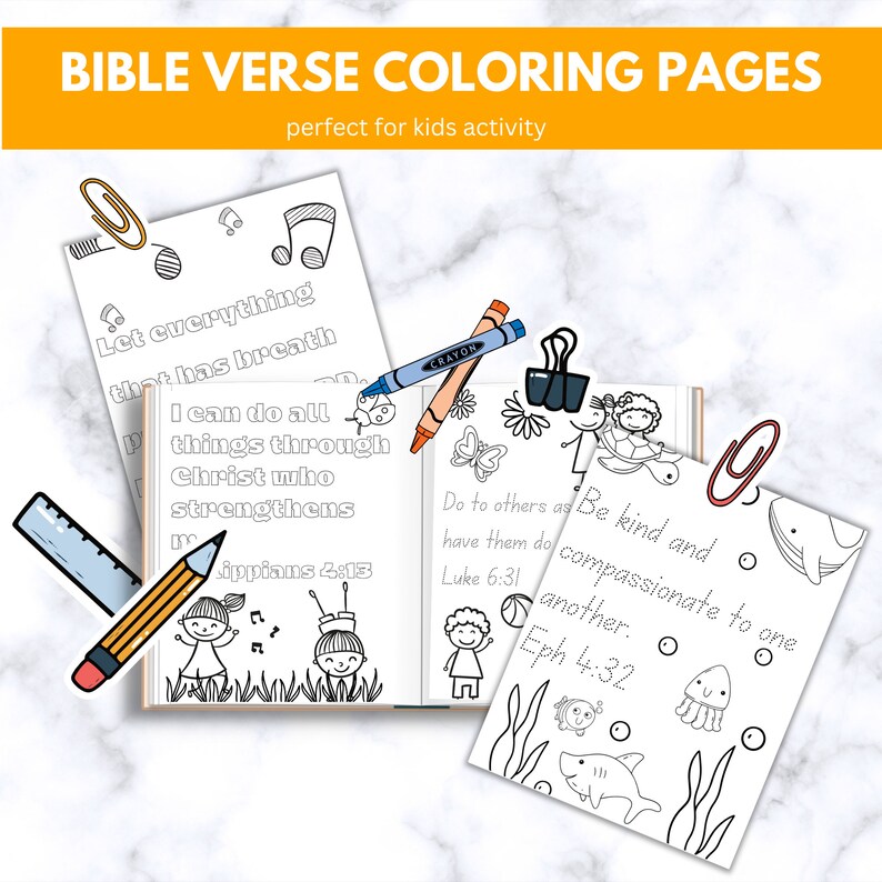 Christian Bible Verse Coloring and Tracing Pages for Kids, 30 Pages, 15 ...