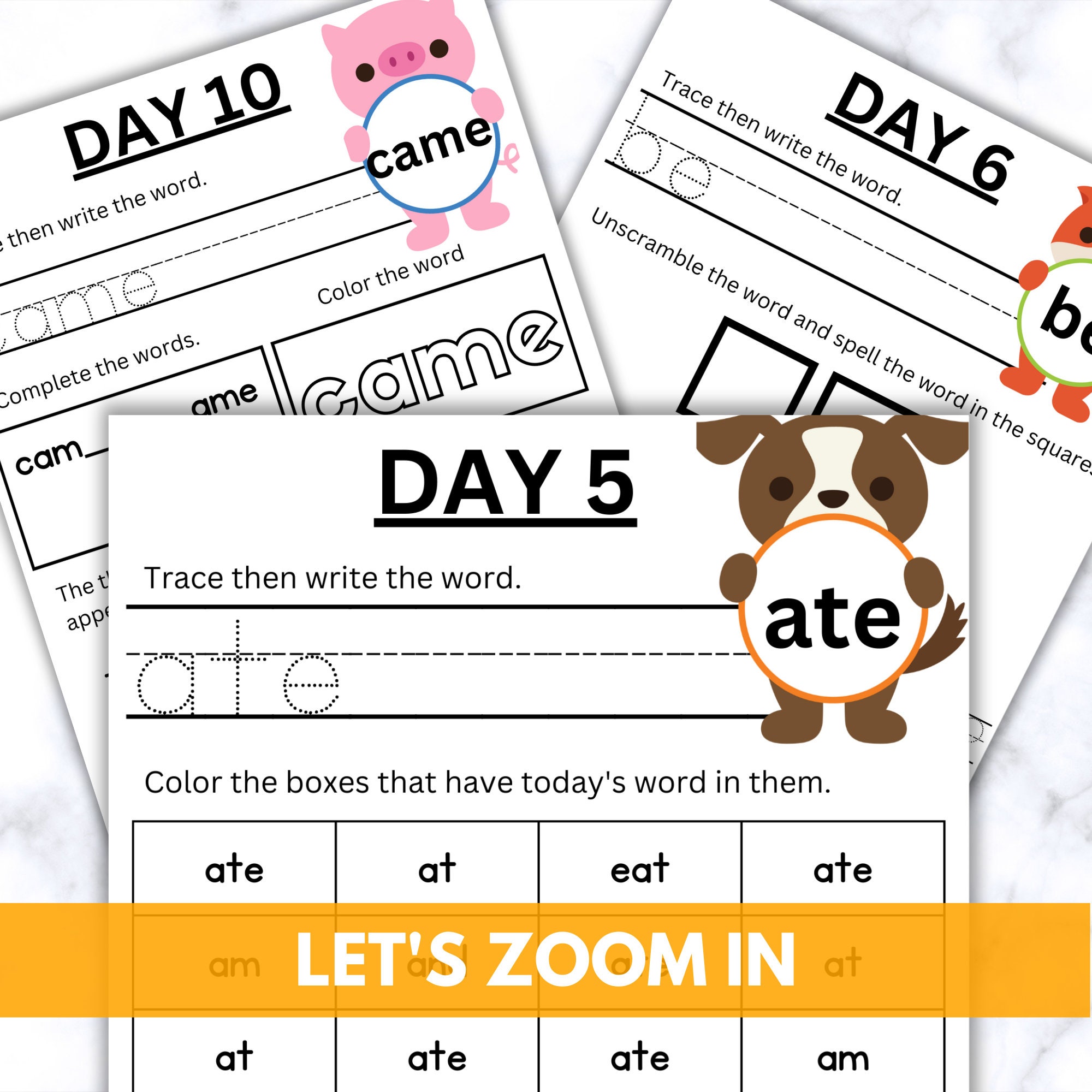 Kindergarten Sight Word Daily Challenge Activities, Primer Dolch Words ...