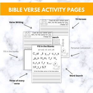 Bible Verse Activity Worksheets, 45 Pages, 15 Verses, for Kids, and ...
