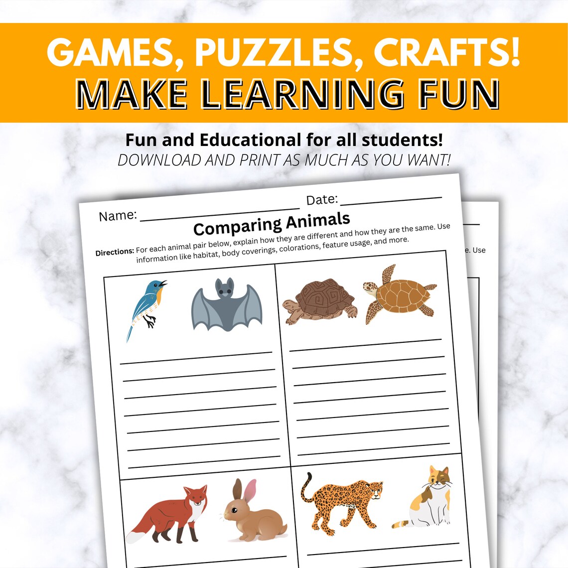 Fourth Grade Animal Needs Worksheets, Life Science, Interactive ...