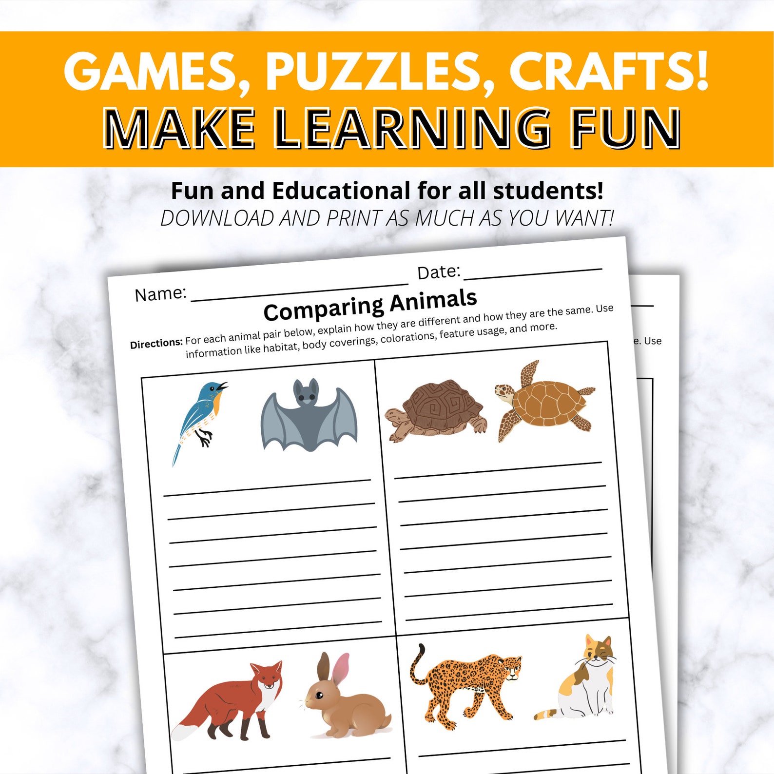 Fourth Grade Animal Needs Worksheets, Life Science, Interactive ...