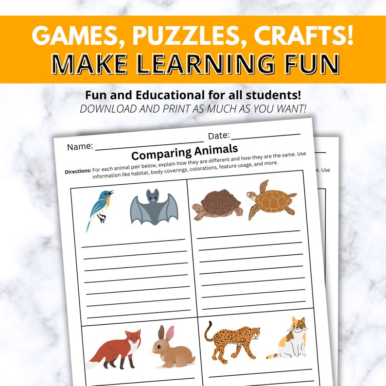 Fourth Grade Animal Needs Worksheets, Life Science, Interactive ...