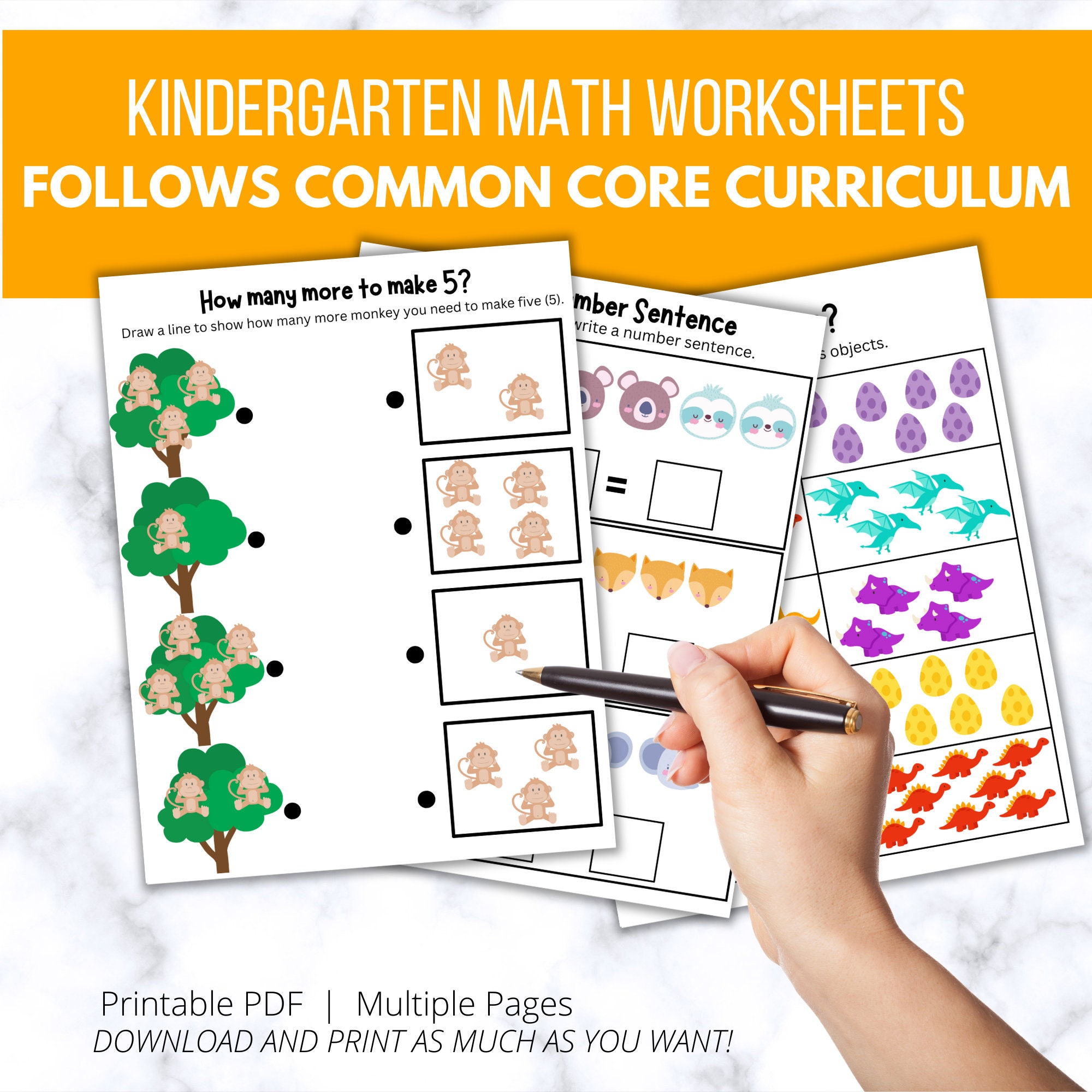 Kindergarten Core Math Worksheets Kindergarten Worksheets / FREE