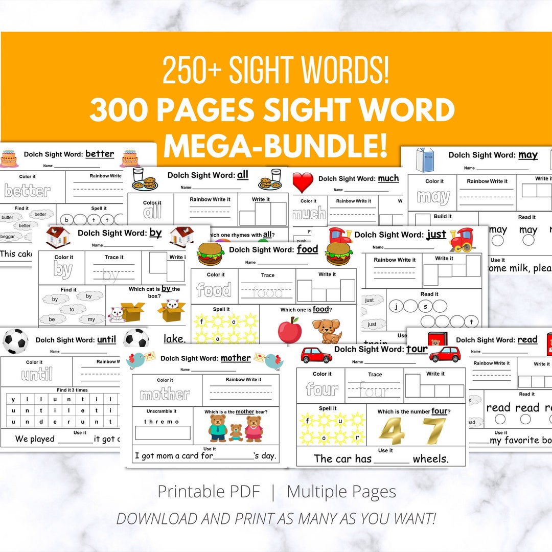 300 Worksheets! 250+ Sight Words! Mega Bundle! Reading, Writing ...
