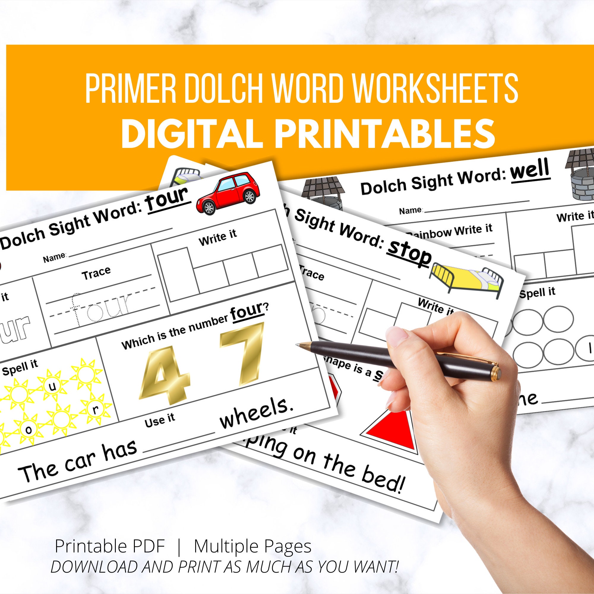 52 Primer Dolch Sight Word Worksheets Sight Words Instant - Etsy