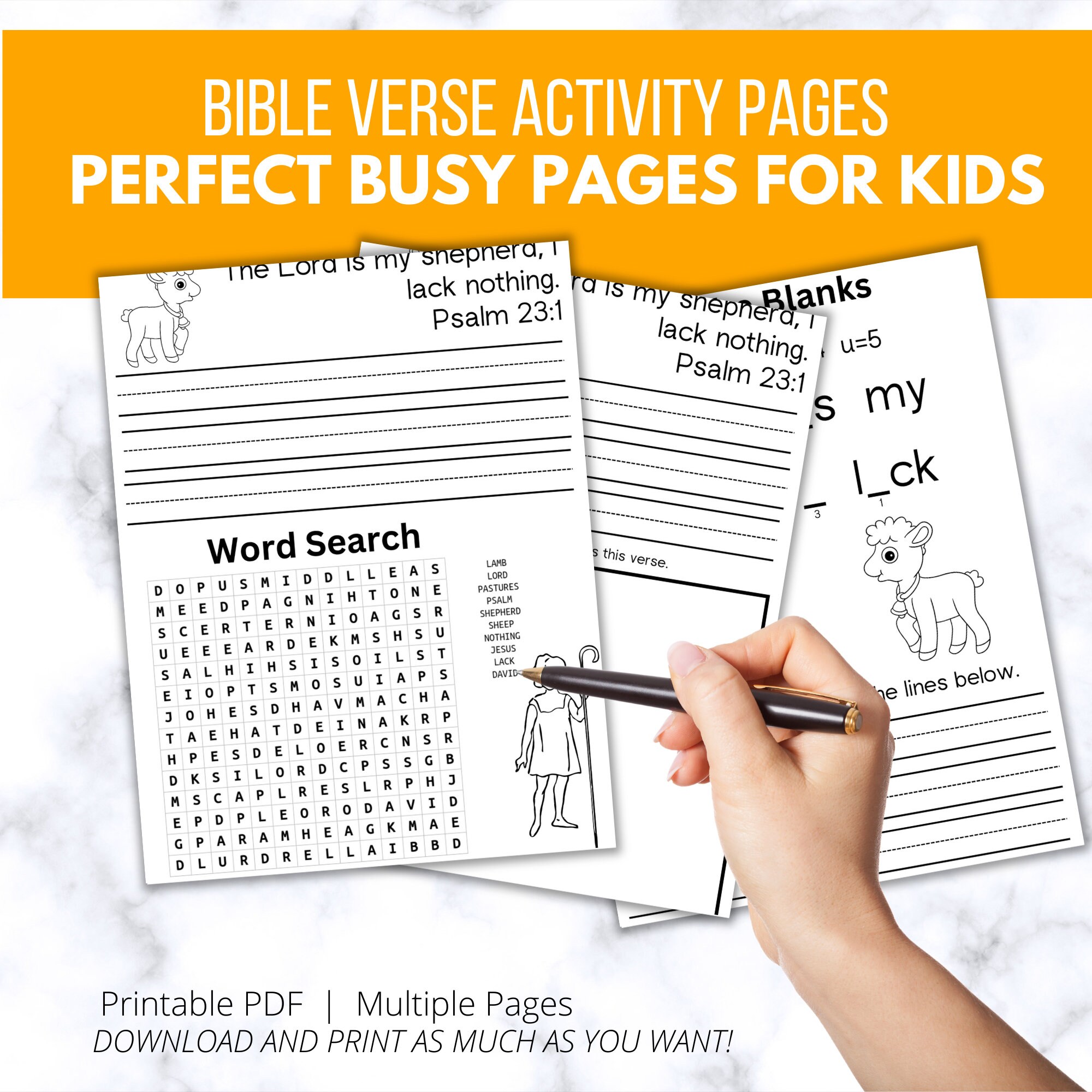 Bible Verse Activity Worksheets, 45 Pages, 15 Verses, for Kids, and ...