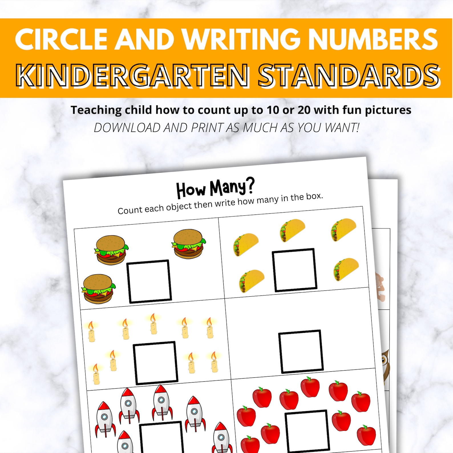 Counting to 20, Kindergarten Standard, Preschool Worksheets, Fun Math ...