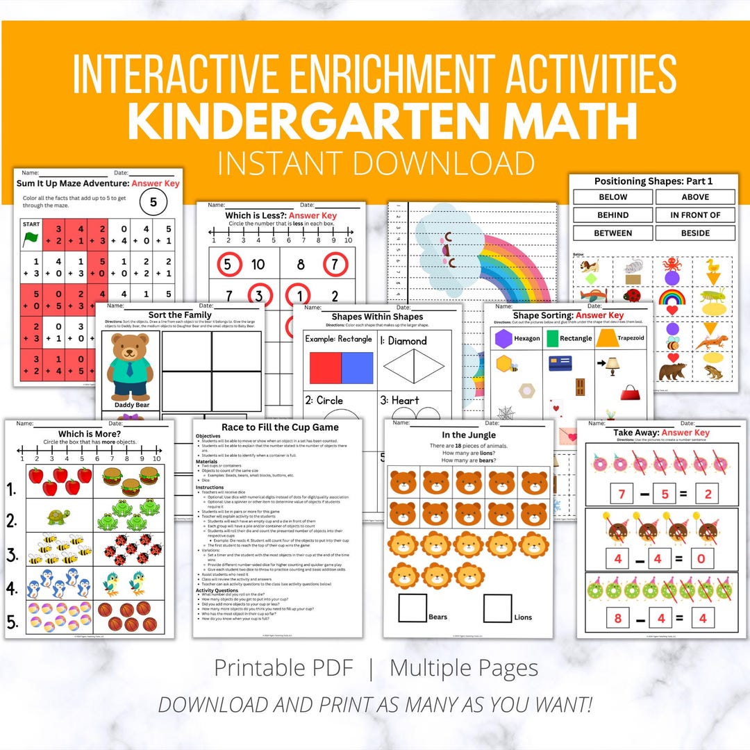 Kindergarten Math Whole Year Curriculum, Common Core Aligned, Games ...
