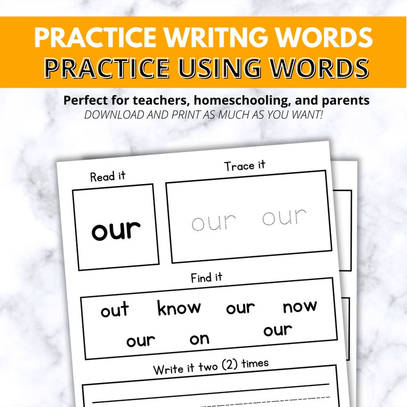 52 Primer Dolch Sight Word Worksheets, Reading, Tracing, Writing ...