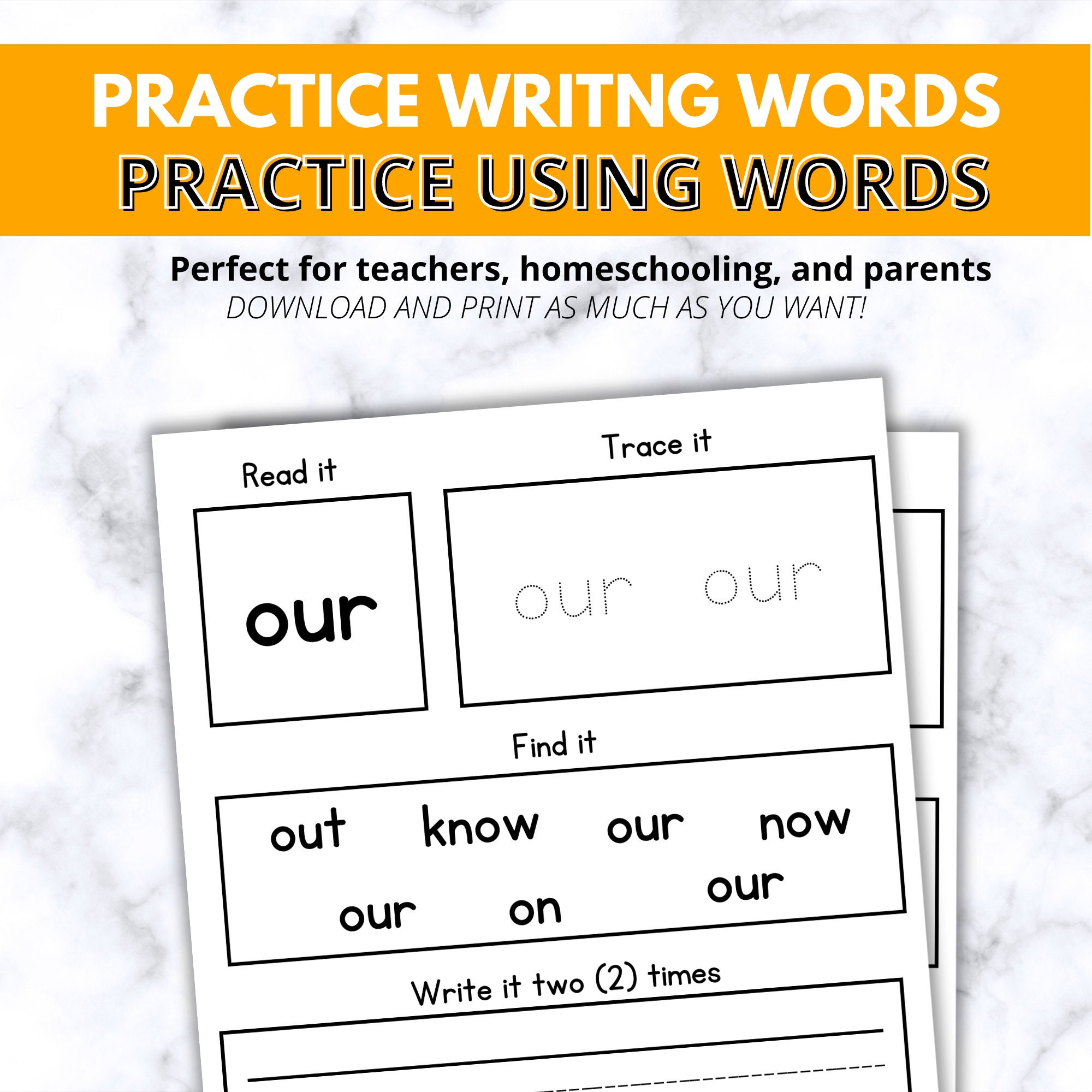 52 Primer Dolch Sight Word Worksheets, Reading, Tracing, Writing ...