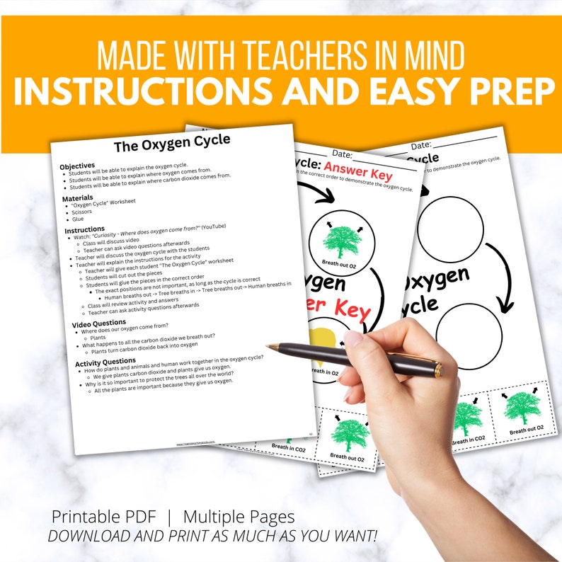 Kindergarten Oxygen Cycle Worksheet: Cut & Paste Ecosystem Exploration ...