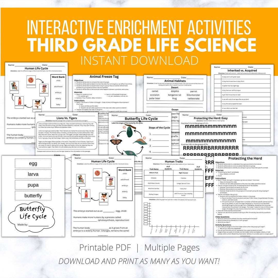 Third Grade Life Science Mega Bundle: Interactive Learning for Young ...