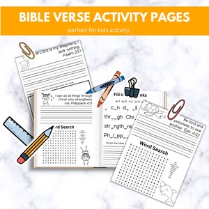 Bible Verse Activity Worksheets, 45 Pages, 15 Verses, for Kids, and ...