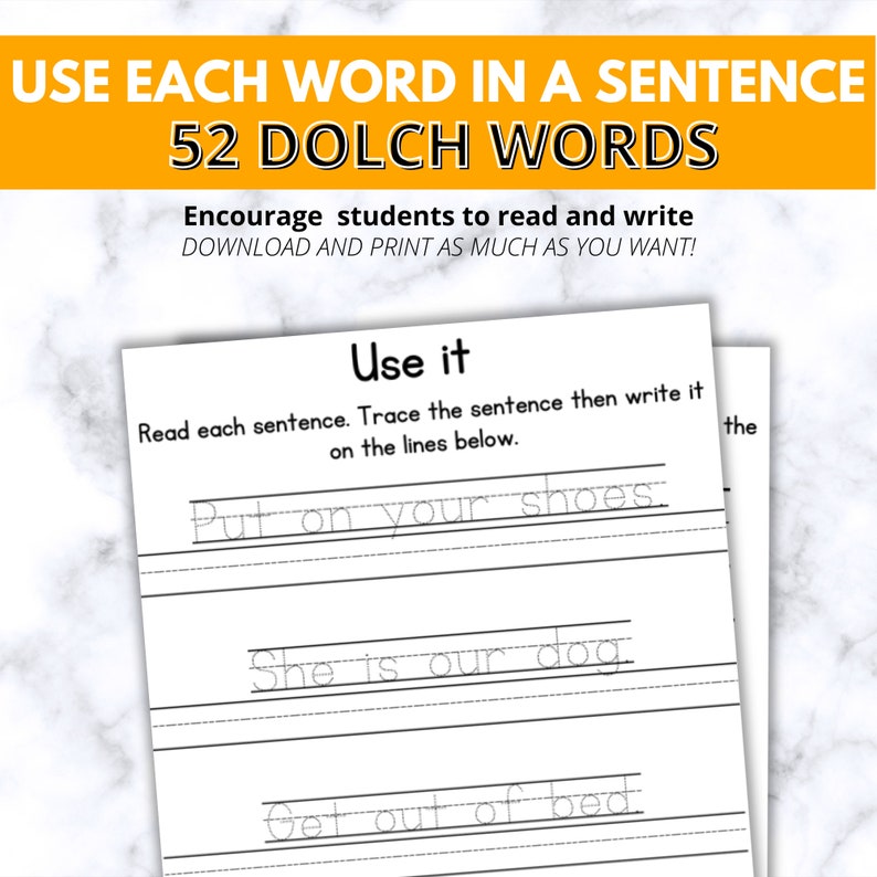 52 Primer Dolch Sight Words Worksheets Printables Tracing - Etsy