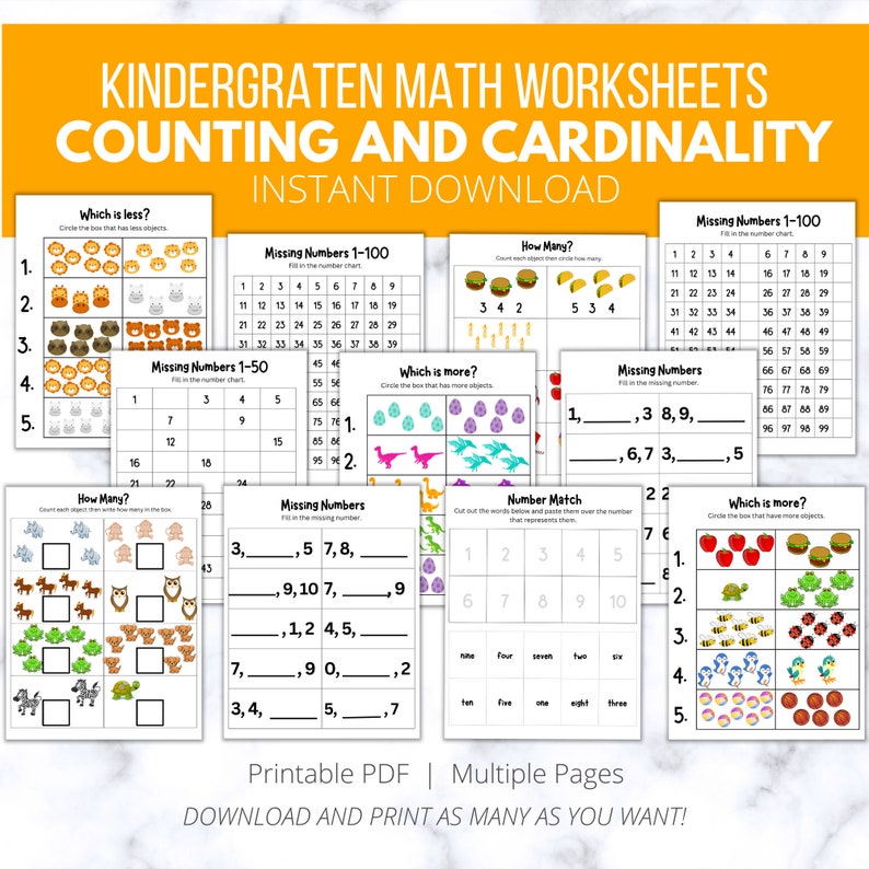 30+ Counting Kindergarten Math Common Core Worksheets, Number Sense ...
