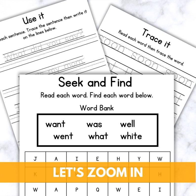 50 Activity Sight Word Sheets, Primer, Kindergarten, Word Searches ...