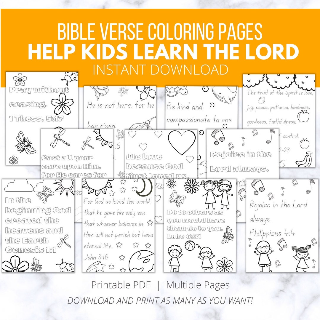 Christian Bible Verse Coloring and Tracing Pages for Kids, 30 Pages, 15 ...