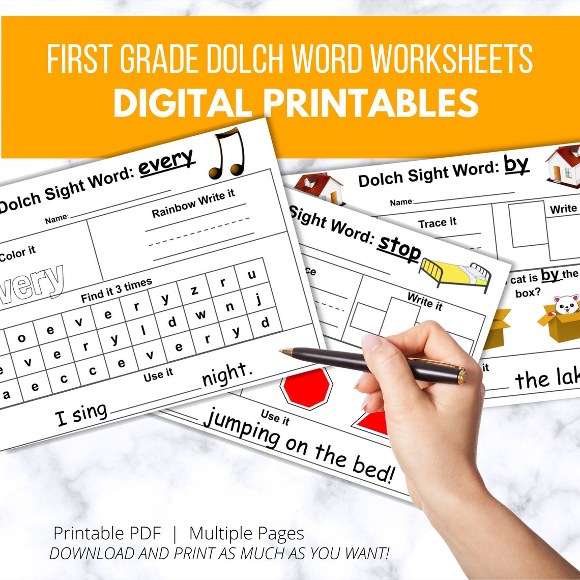 41 First Grade 1st Dolch Word Worksheets, Instant Download, First Grade ...