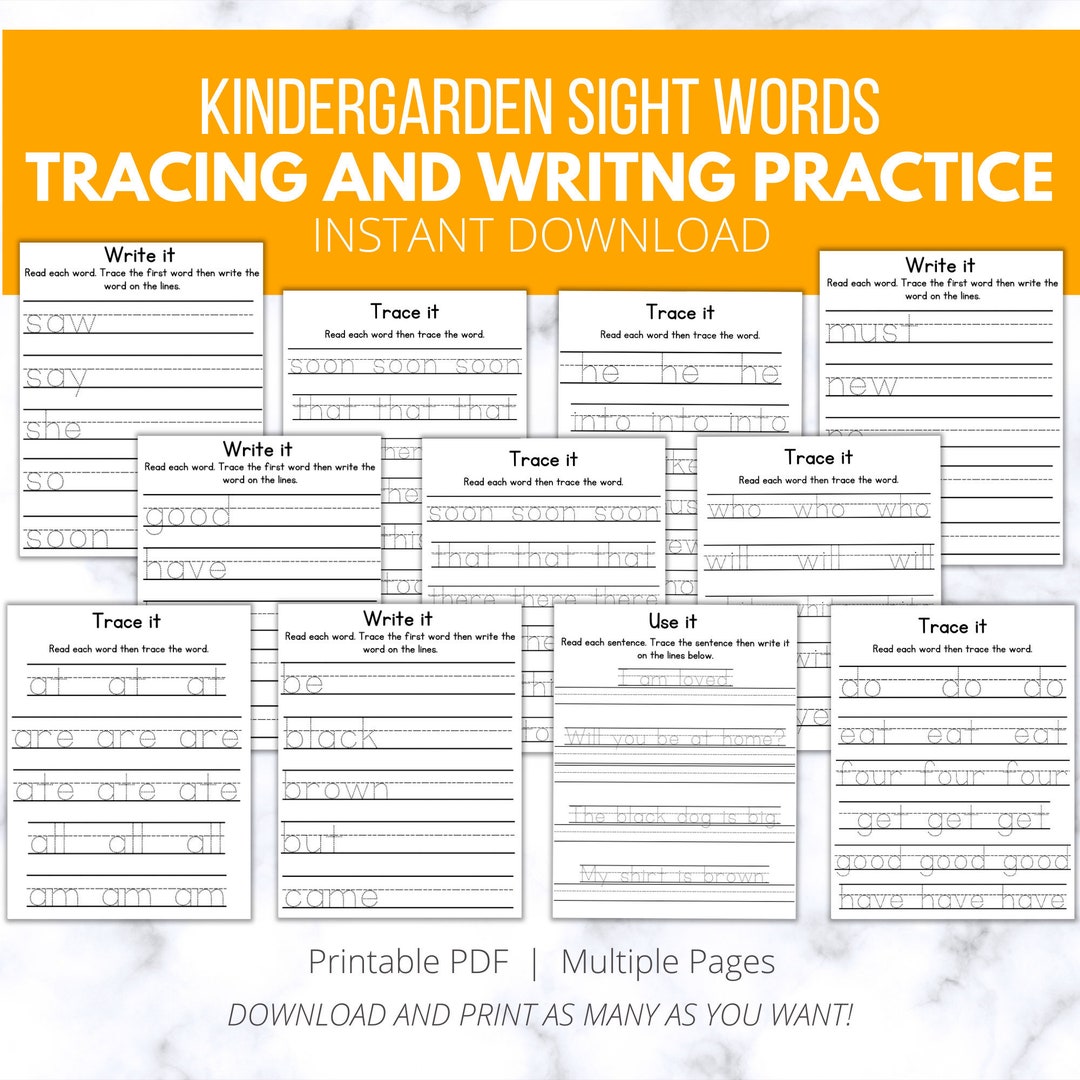 52 Primer Dolch Sight Words, Worksheets, Printables, Tracing, Writing ...