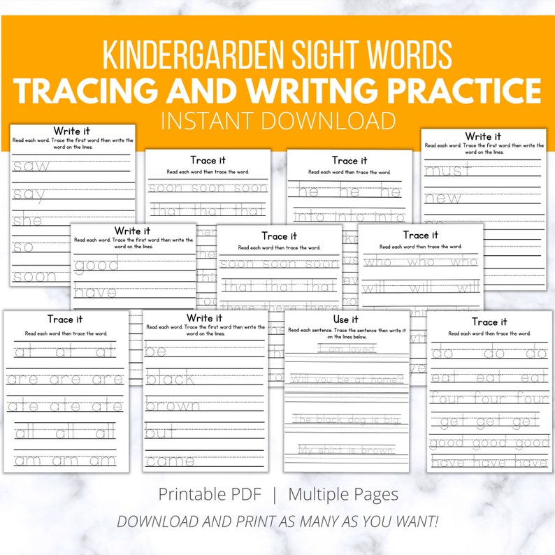 52 Primer Dolch Sight Words Worksheets Printables Tracing - Etsy