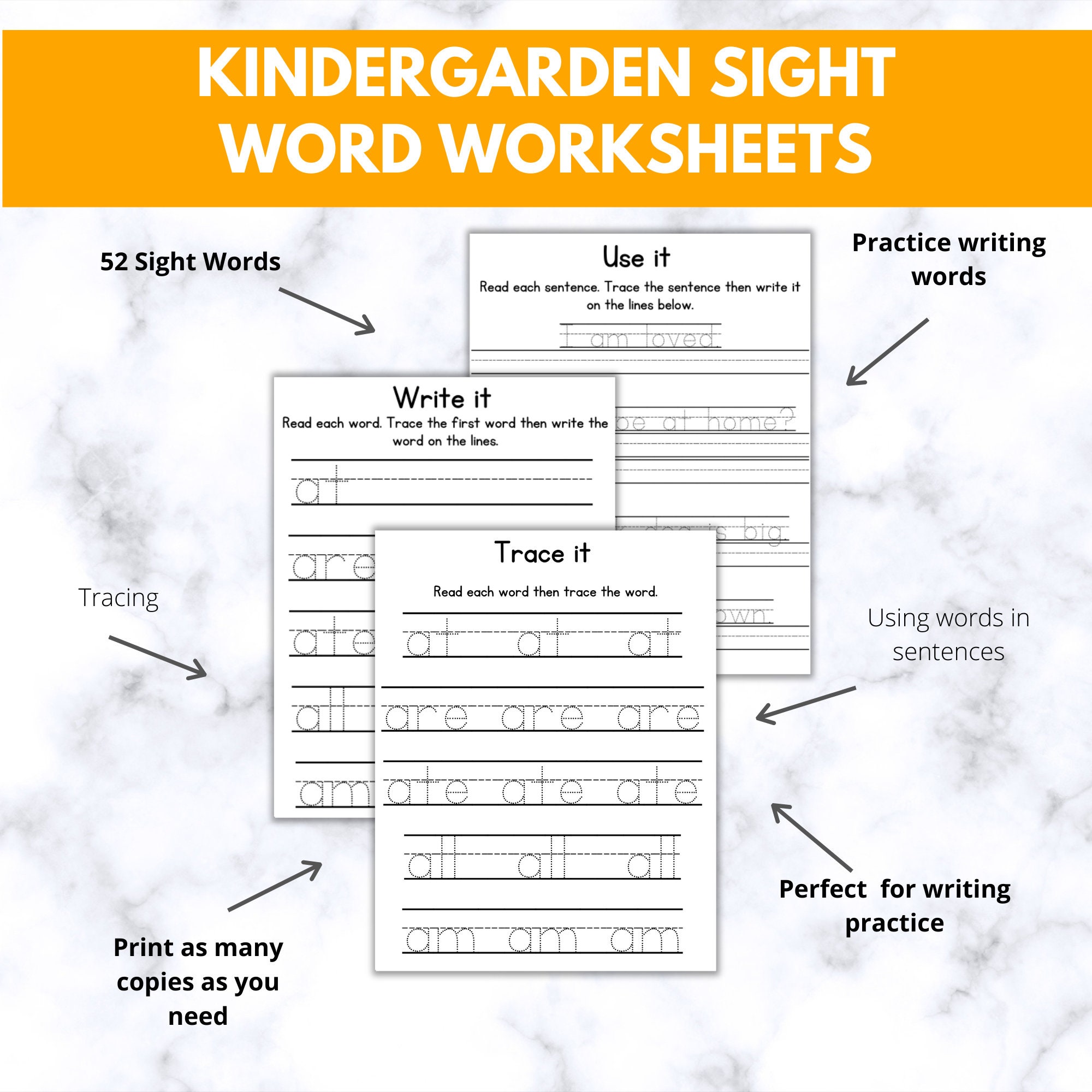 52 Primer Dolch Sight Words Worksheets Printables Tracing - Etsy
