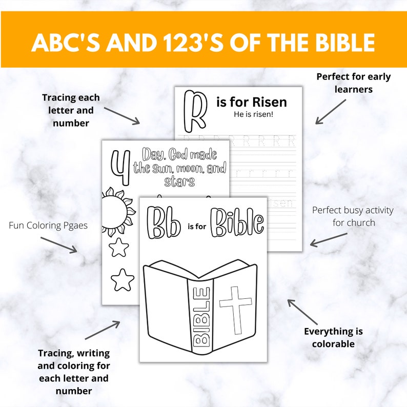 72 Abcs and 123s of the Bible Activity Sheets, Alphabet, Numbers ...