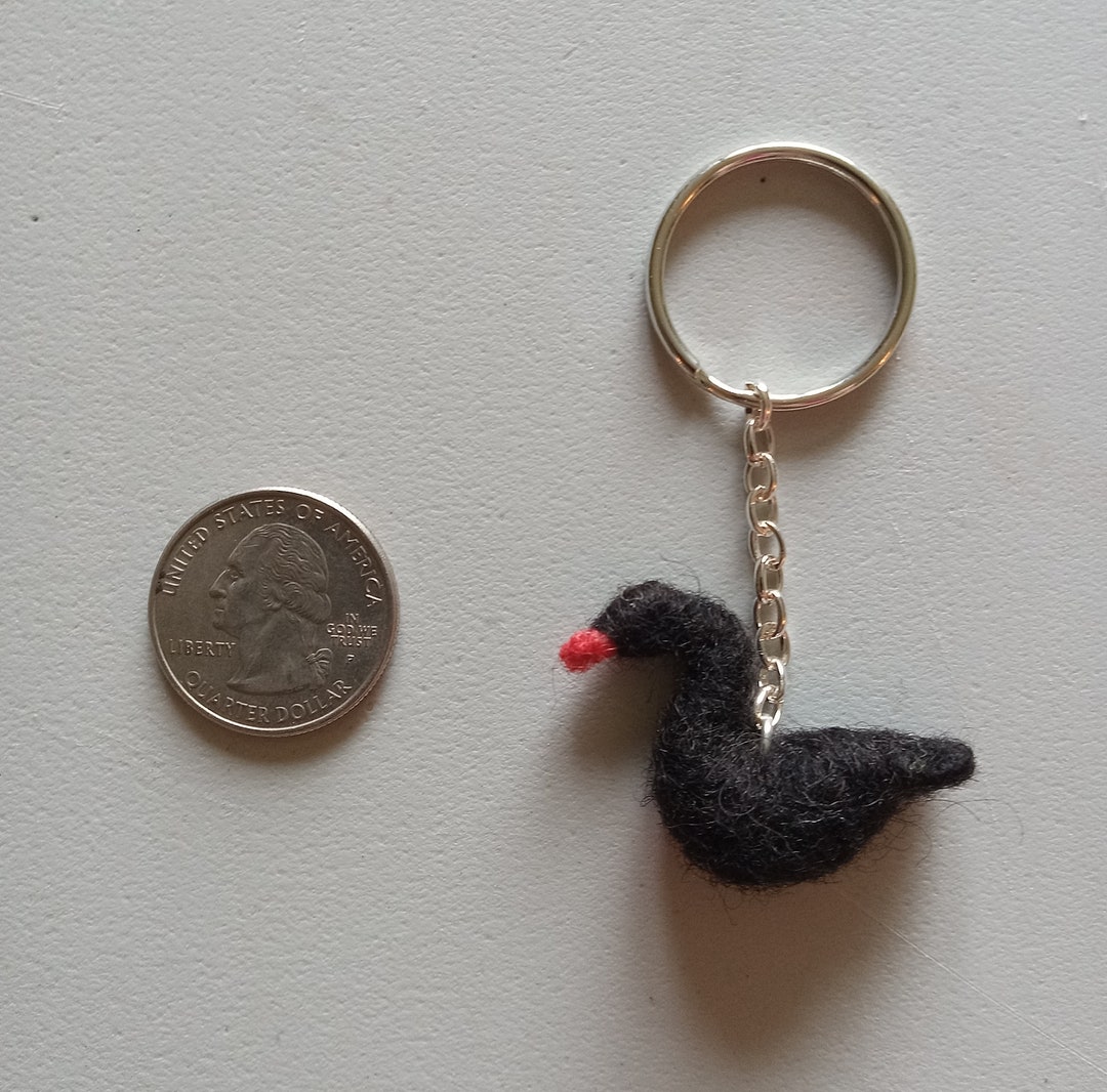 Felted Wool Black Swan Keychain - Etsy
