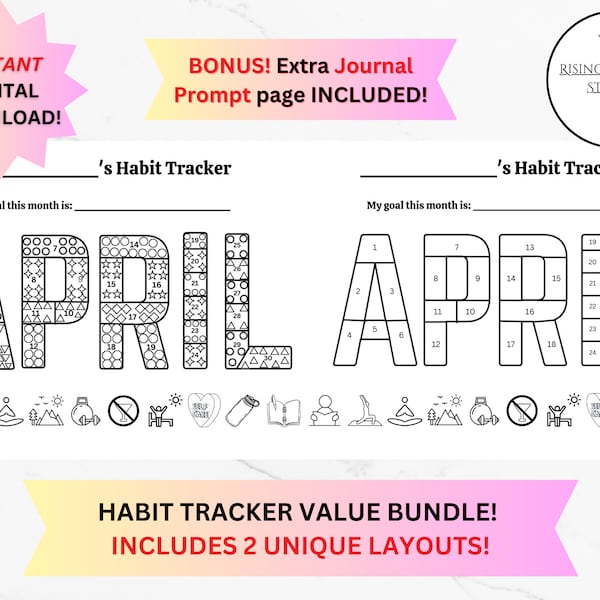 Habit Tracker Coloring Page - Etsy