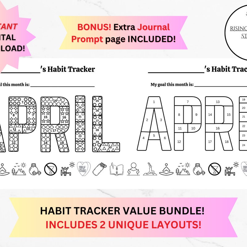 April Habit Tracker - Etsy