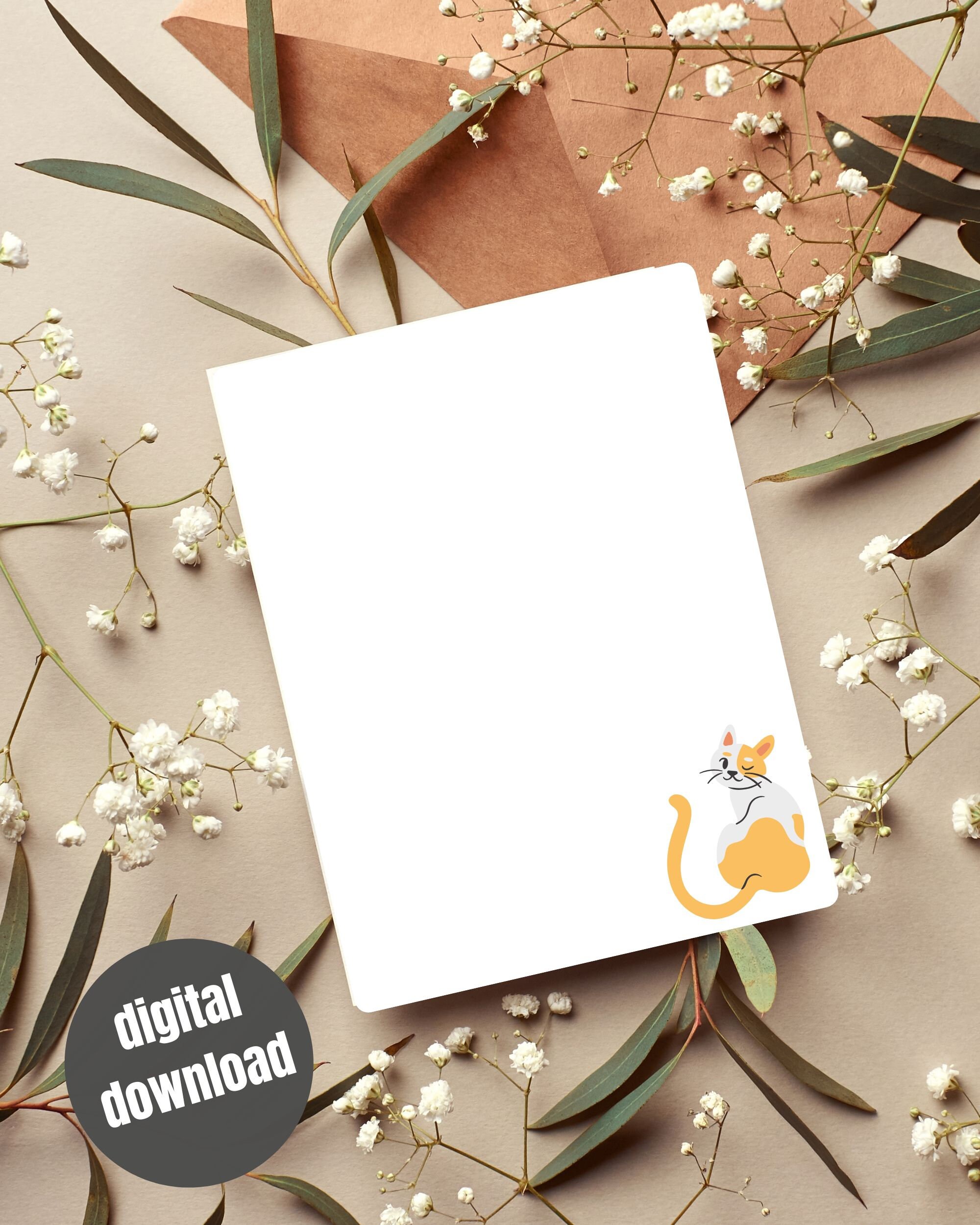 12 Printable CAT Stationary Bundle Plus 6 Envelopes, Cat Themes, Cat ...