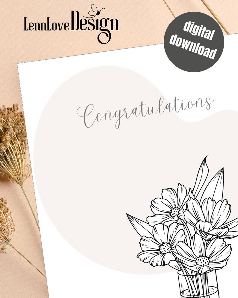 Printable Flower Birthday 4 Pack, Downloadable Celebration Cards ...