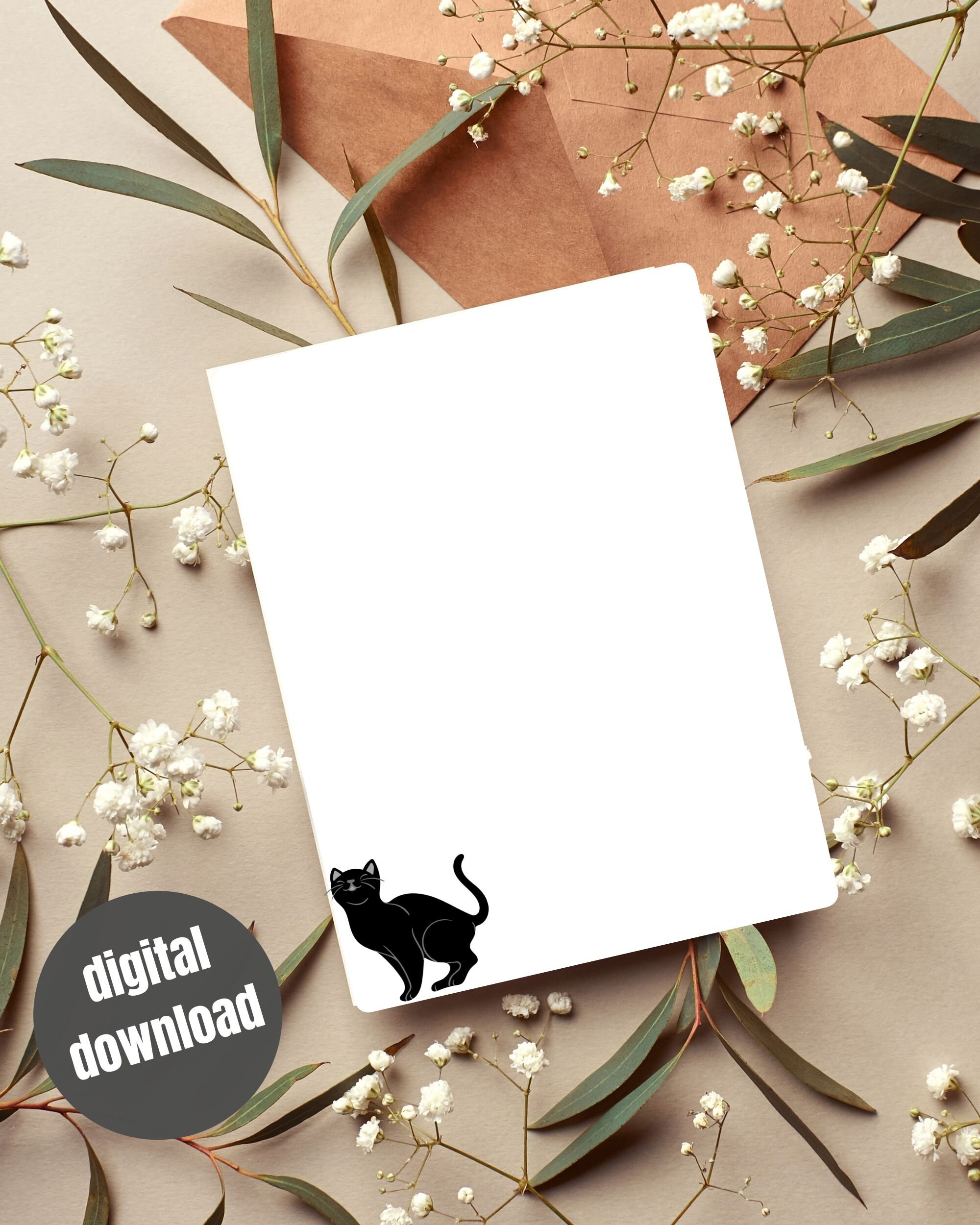 12 Printable CAT Stationary Bundle & 6 Envelopes, Downloadable Cat ...