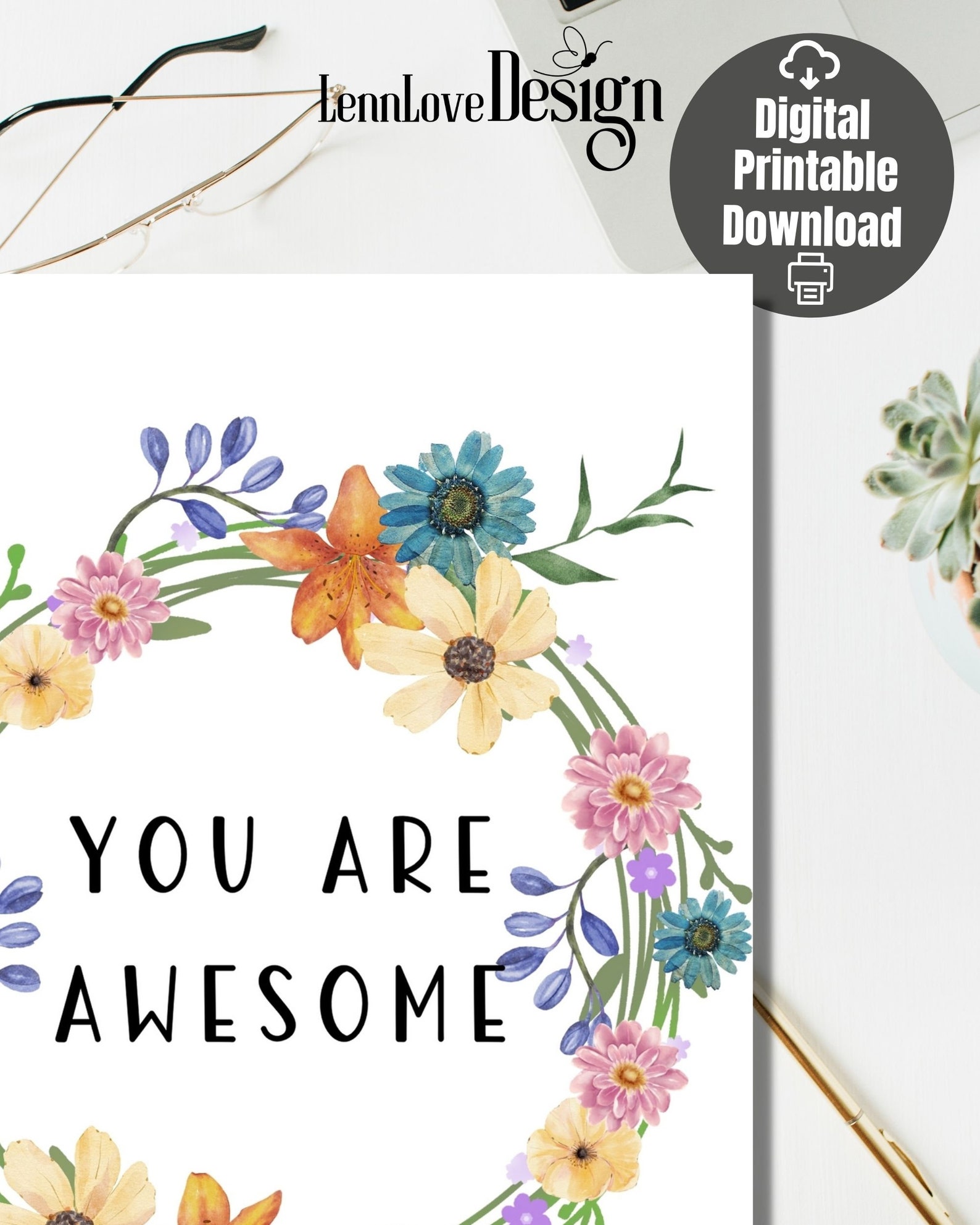 You Are Awesome Greeting Card, Personal Message Card, Love Note ...