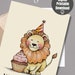 A Set of 5 Happy Birthday Animal Watercolor Cards for Kids, Digital ...