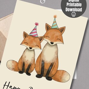 A Set of 5 Happy Birthday Animal Watercolor Cards for Kids, Digital ...