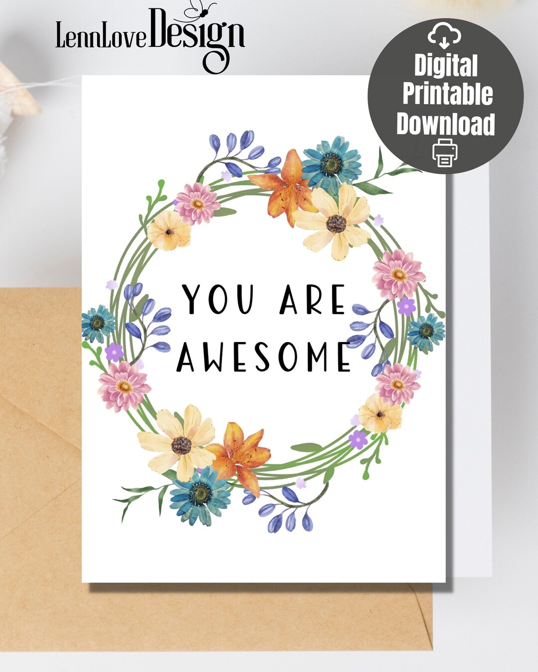 You Are Awesome Greeting Card, Personal Message Card, Love Note ...