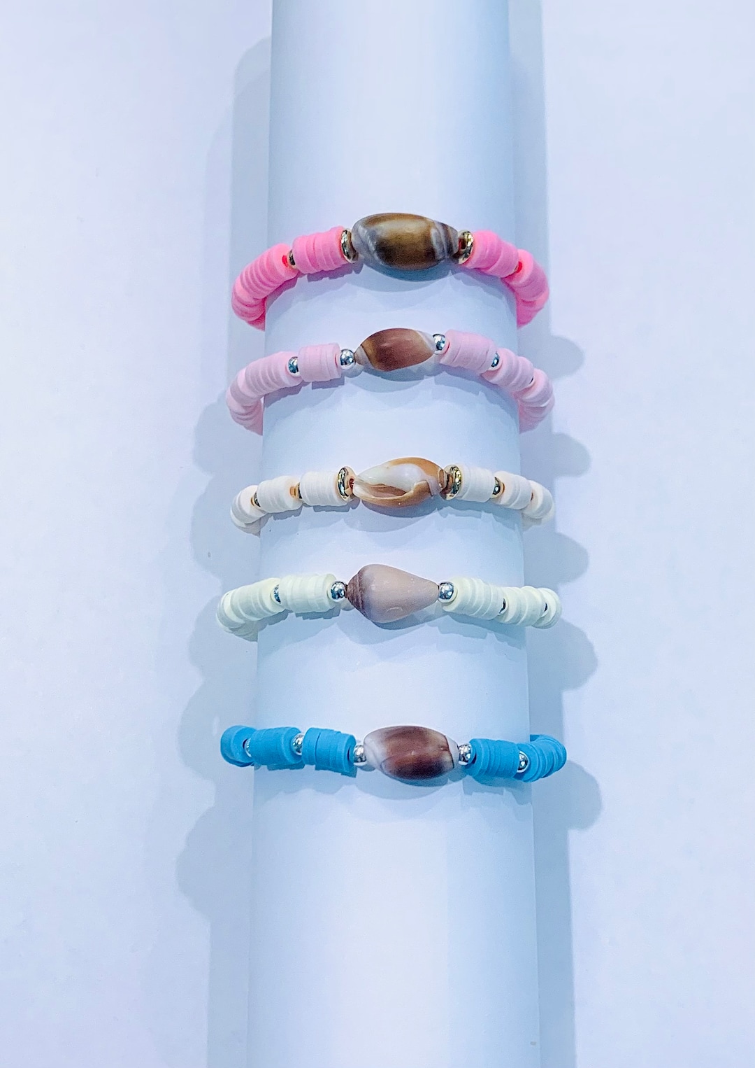 Shell, Clay Bead, Bracelets!! Made With Real Seashells From California ...