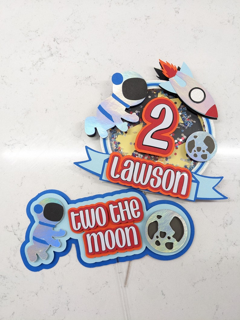 Two the Moon Cake Topper, Space Cake Topper, Astronaut Birthday, Boys ...