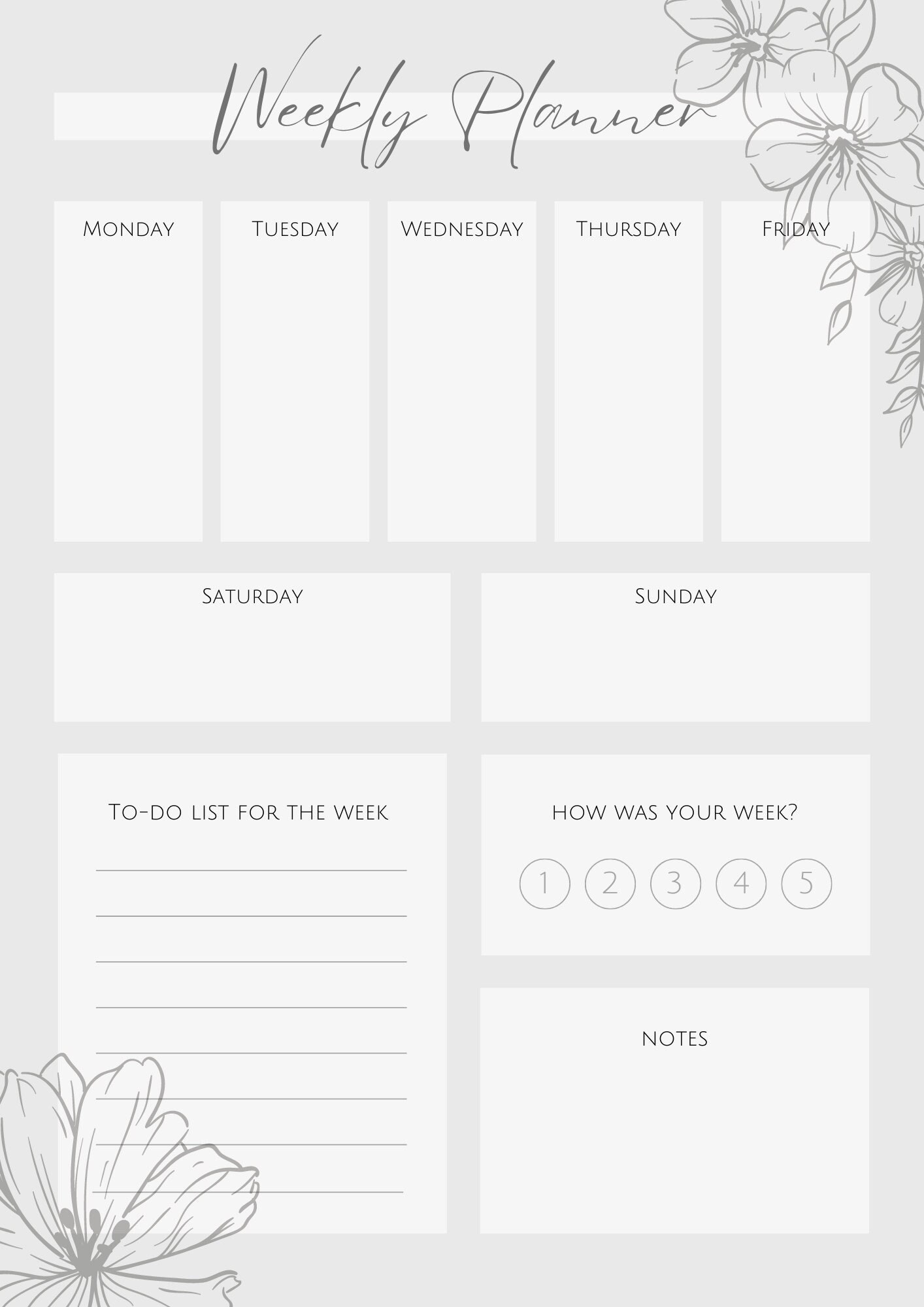 Weekly Planner Printable to Do List, Minimal Weekly Schedule, Weekly ...