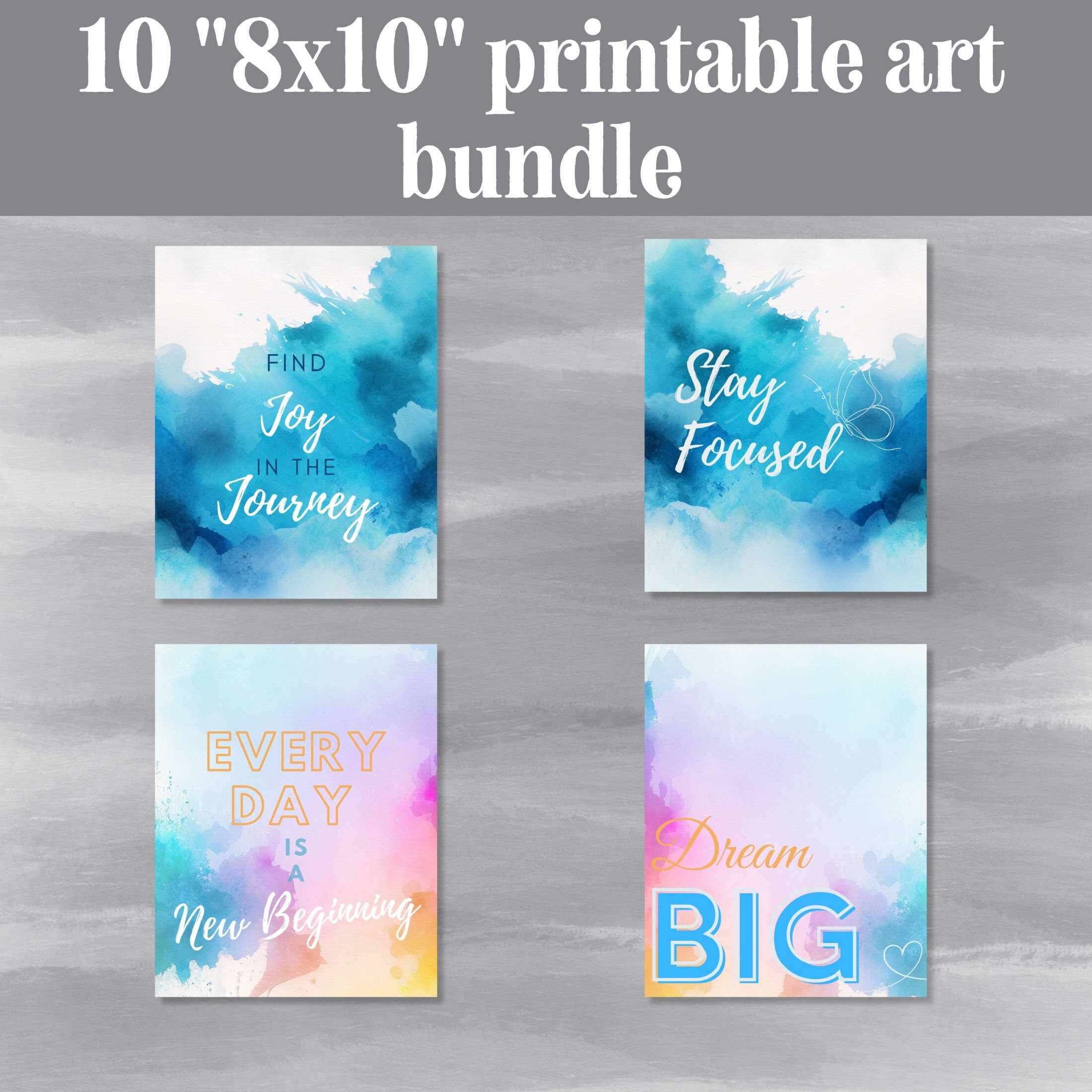 Pintable Motivational Art Quote Bundle, Office Decor Bundle, Home Decor ...