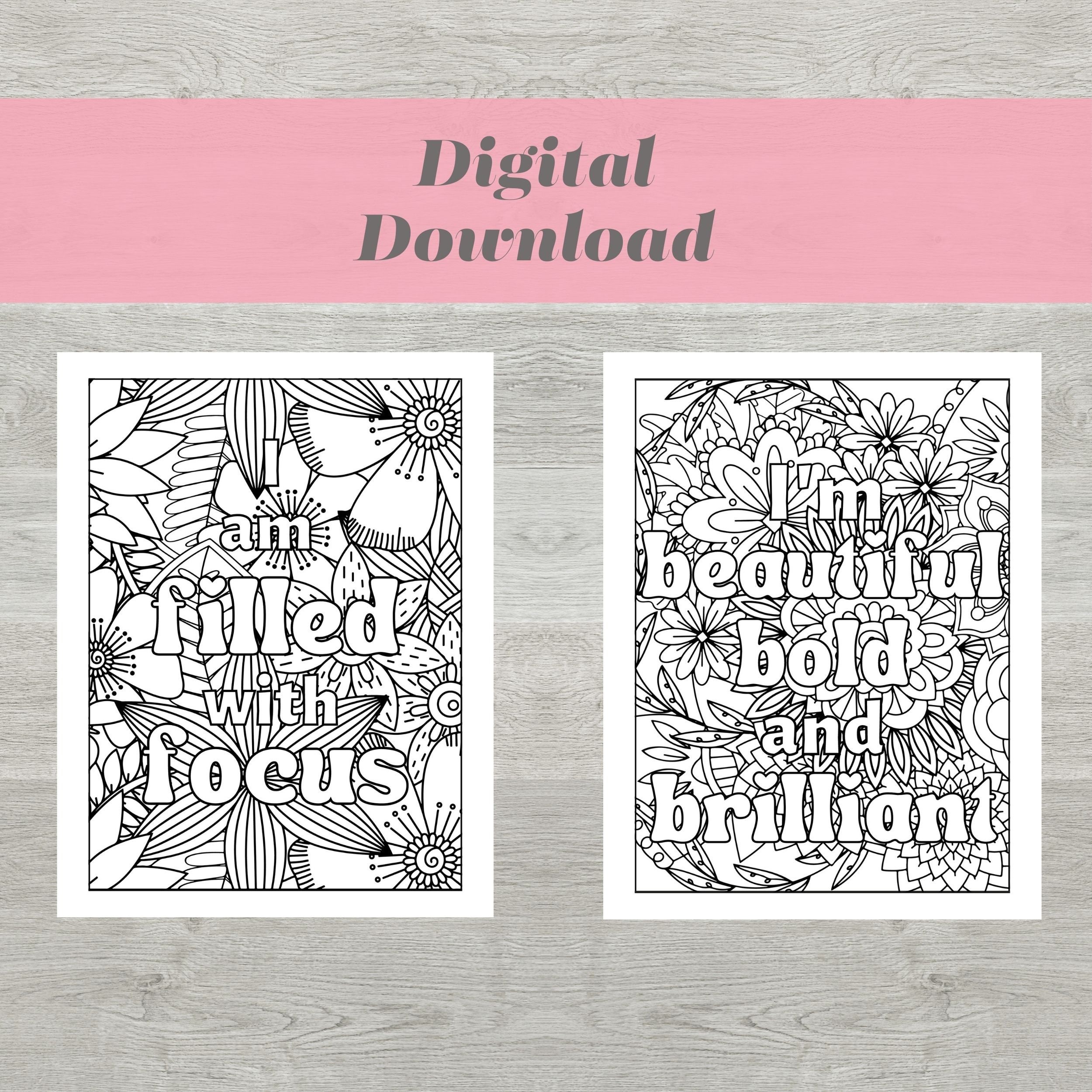 Motivational Printable Affirmation Coloring Pages - Etsy