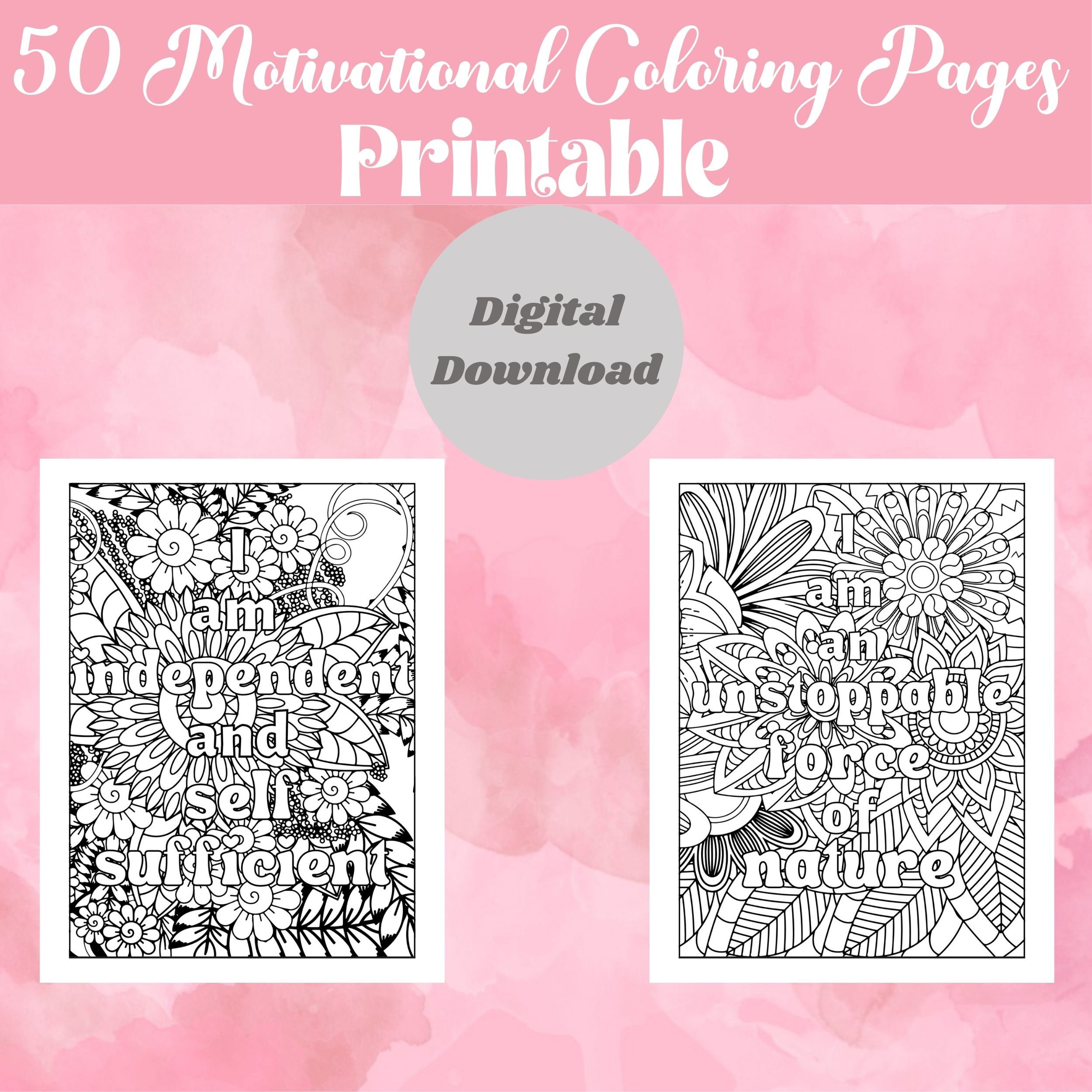 Motivational Printable Affirmation Coloring Pages - Etsy