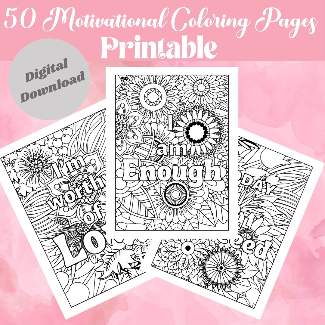 Motivational Printable Affirmation Coloring Pages - Etsy
