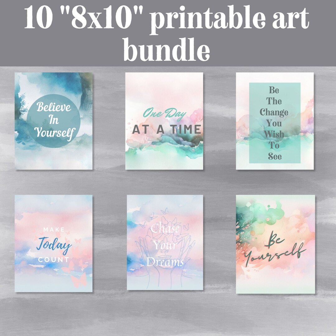 Pintable Motivational Art Quote Bundle, Office Decor Bundle, Home Decor ...