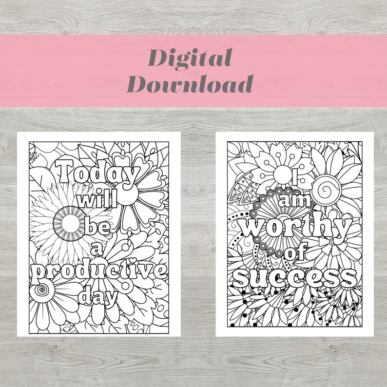 Motivational Printable Affirmation Coloring Pages - Etsy